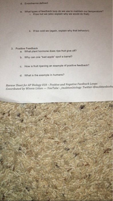 Solved AP Biology 018- Positive and Negative Feedback Loops | Chegg.com