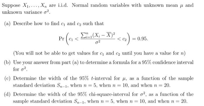 Solved Suppose X_1,....X_n are i.i.d. Normal random | Chegg.com