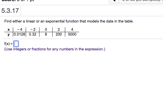 Solved 5.3.17 Find either a linear or an exponential | Chegg.com