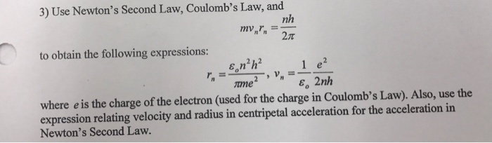 Solved Use Newton's Second Law, Coulomb's Law, and mv_nr_n = | Chegg.com
