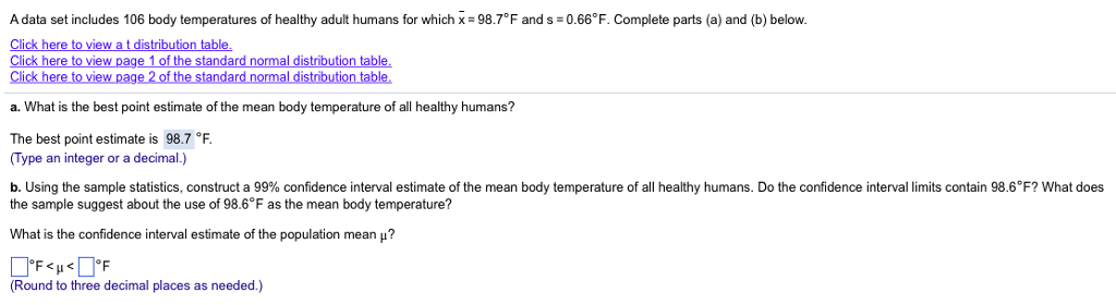 Solved A data set includes 106 body temperatures of healthy | Chegg.com