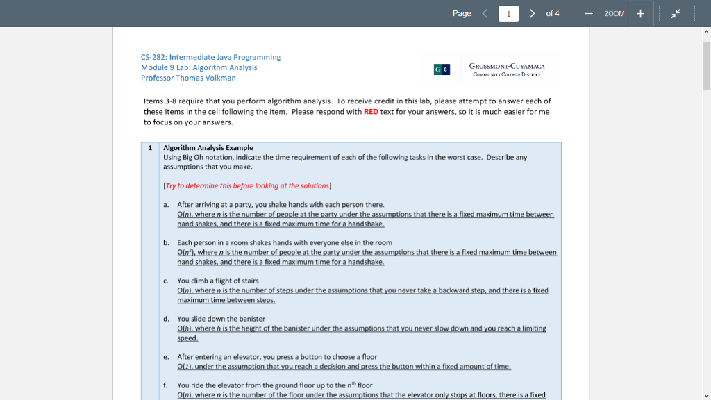 Page of 4 ZOOM CS-282: Intermediate Java Programming | Chegg.com