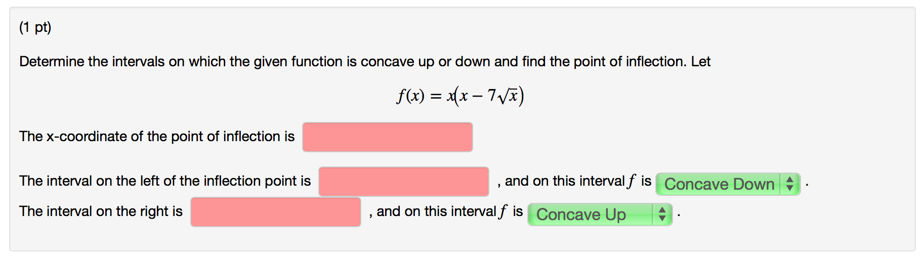 Solved Determine the intervals on which the given function | Chegg.com