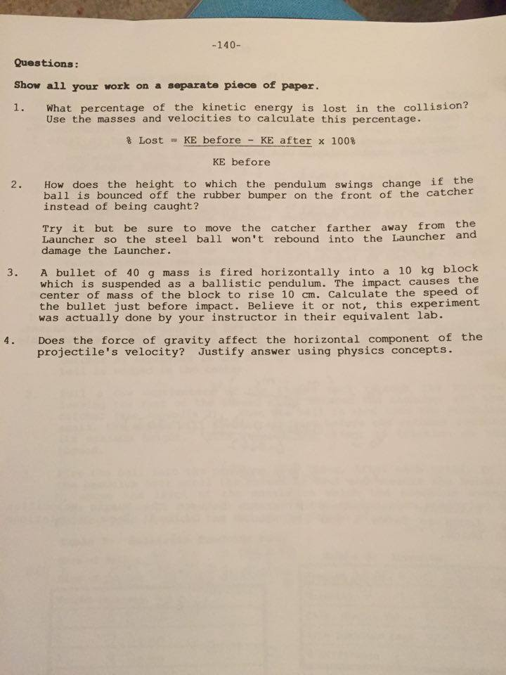Solved What percentage of the kinetic energy is lost in the | Chegg.com