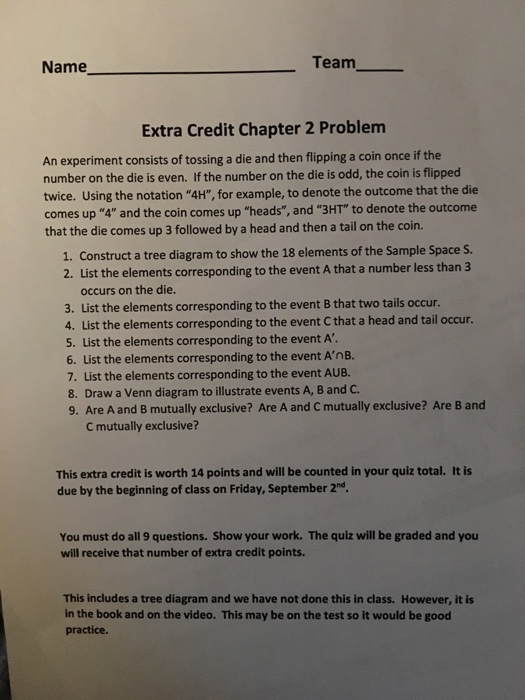 Solved An experiment consists of tossing a die and then | Chegg.com