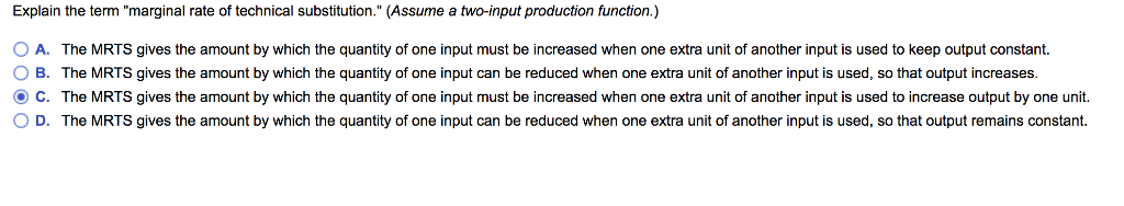 Solved Explain the term "marginal rate of technical | Chegg.com