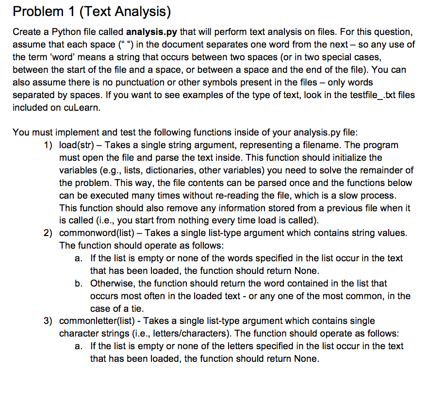 Solved Problem 1 Text Analysis Create A Python File Called 8848