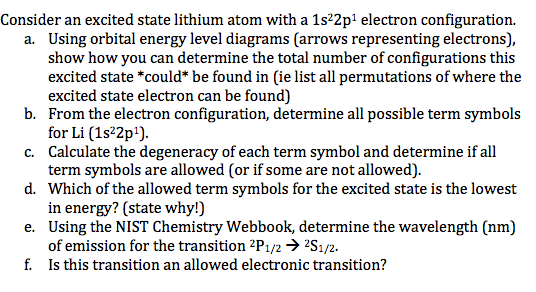 Consider an excited state lithium atom with a | Chegg.com