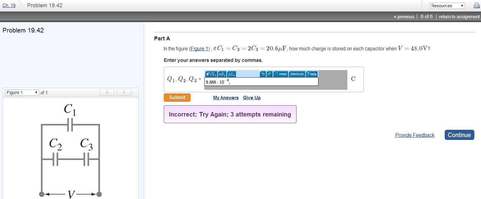 Solved In the figure (Figure 1) , if C1=C2=2C3=20.6 uF , how | Chegg.com