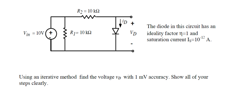 Solved The diode in this circuit has an ideality factor eta | Chegg.com
