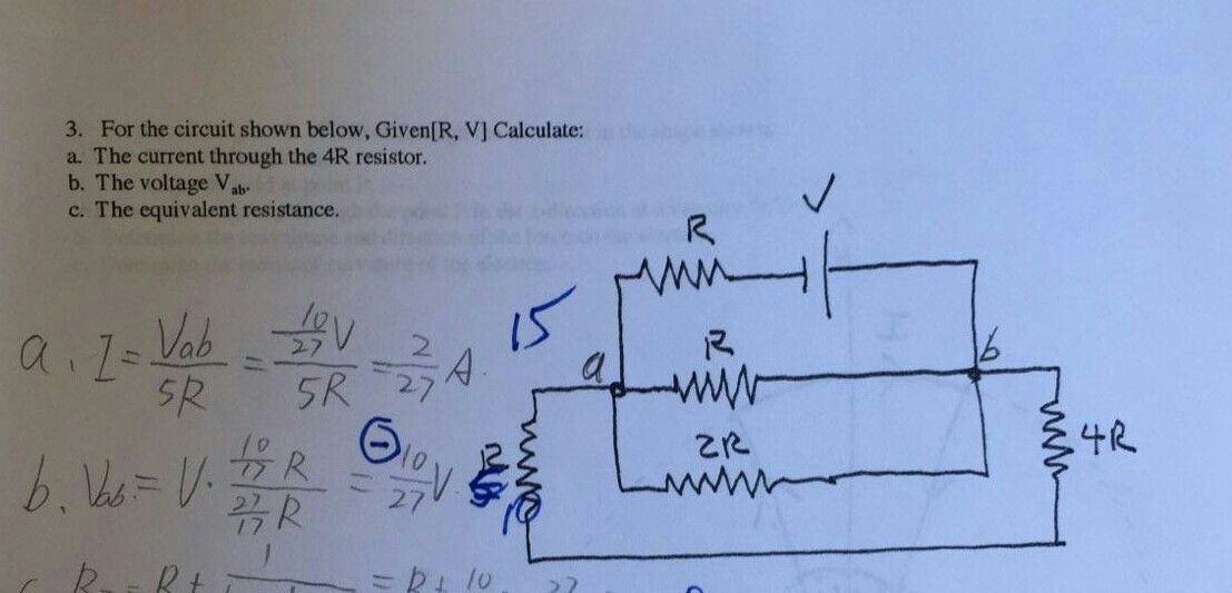 Solved 3. For the circuit shown below, Given[R, V] | Chegg.com