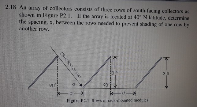 Solved ists of three rows of south-facing collectors as | Chegg.com
