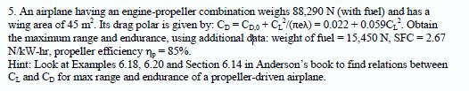 Solved An airplane having an engine-propeller combination | Chegg.com