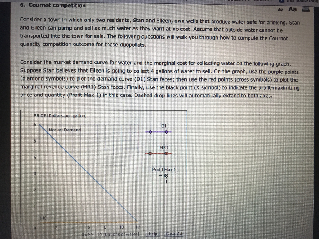 Solved 6. Cournot competition Aa Aa E consider a town In | Chegg.com