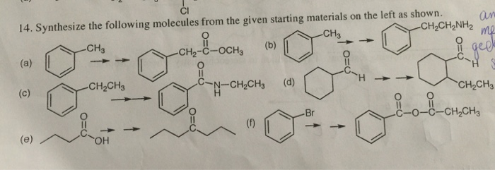 Solved Synthesize the following molecules from the given | Chegg.com