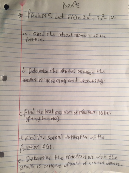 Solved Let f(x) = 2x^3 + 3x^2 - 12x. Find the critical | Chegg.com