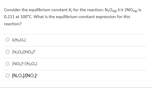 Solved Consider the equilibrium constant Kc for the | Chegg.com