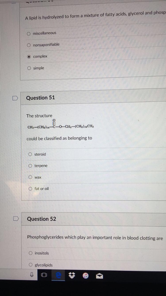 Solved A lipid is hydrolyzed to form a mixture of fatty | Chegg.com