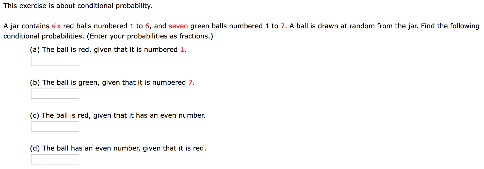 Solved A jar contains six red balls numbered 1 to 6, and | Chegg.com