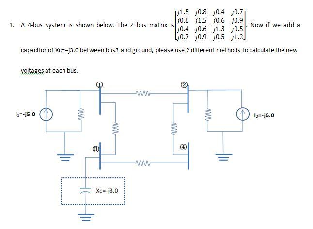 A 4-bus system is shown below. The Z bus matrix is | Chegg.com