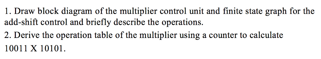 Solved Draw block diagram of the multiplier control unit and | Chegg.com