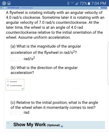 Solved A flywheel is rotating initially with an angular | Chegg.com