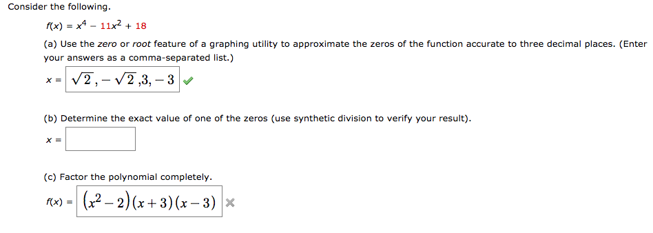 Solved Consider the following. fox) x4 11x2+ 18 (a) Use the | Chegg.com