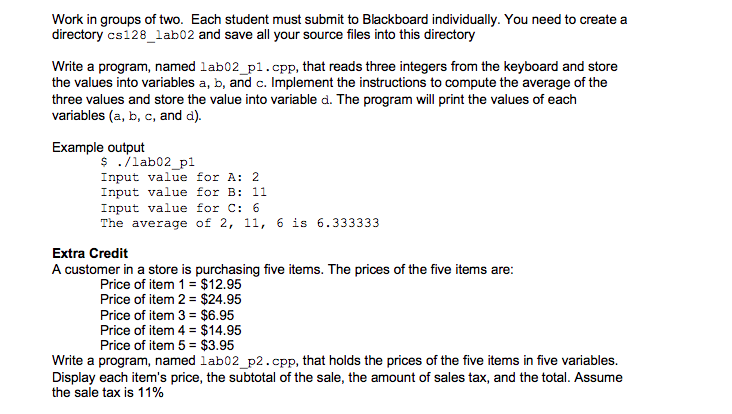 Solved Work in groups of two. Each student must submit to | Chegg.com