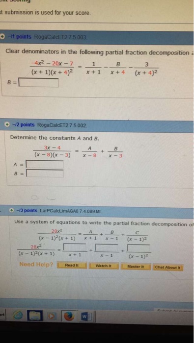 Solved Clear denominators in the following partial fraction | Chegg.com