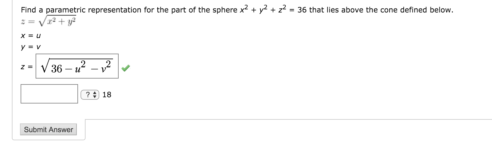 Solved Find a parametric representation for the part of the | Chegg.com