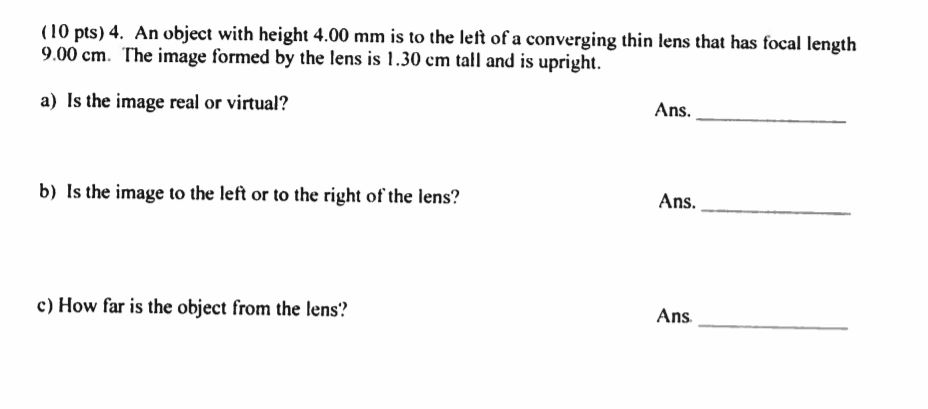 Solved An object with height 4.00 mm is to the left off a | Chegg.com