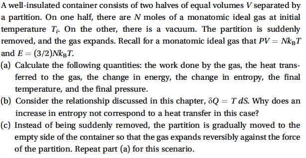 Solved A well-insulated container consists of two halves of | Chegg.com