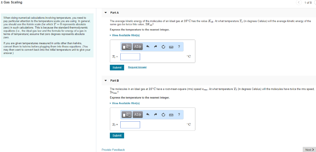 Solved ± Gas Scaling 1 of 8 Part A When doing numerical | Chegg.com