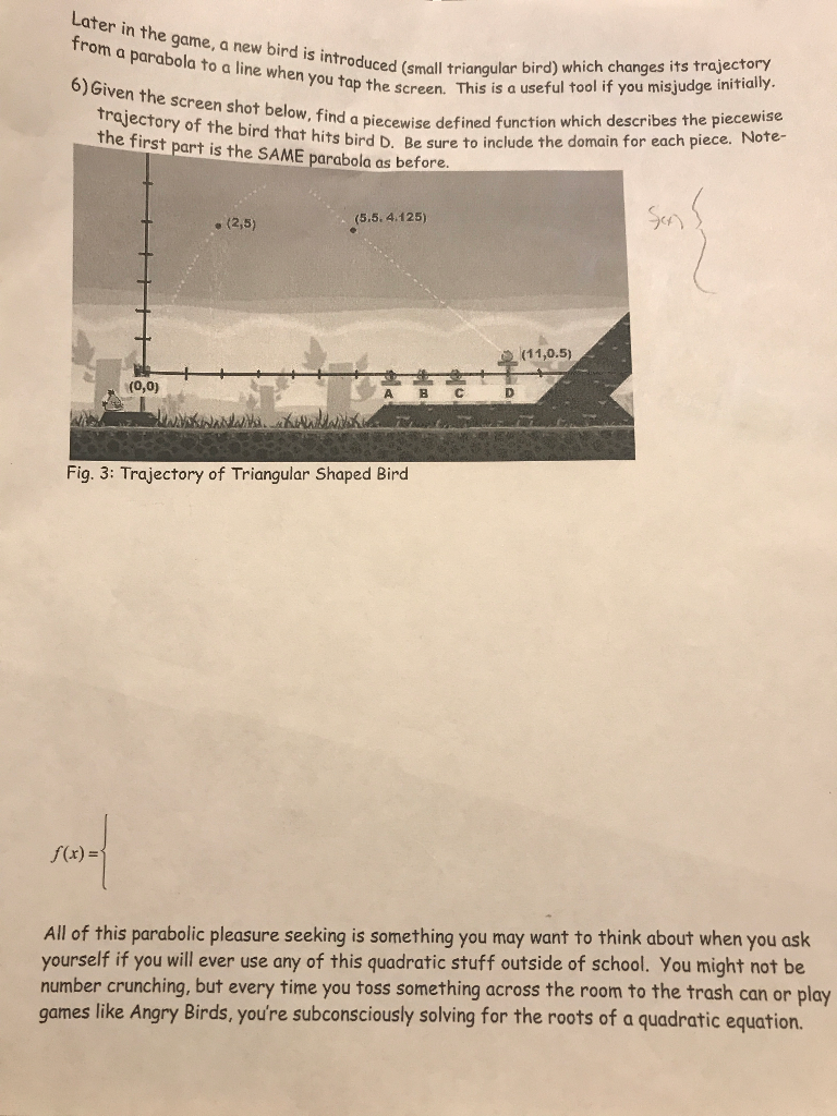 Solved Trajectory of an angry bird. Given the screenshot | Chegg.com