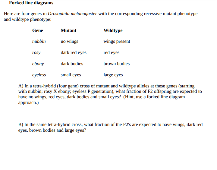 Solved Forked line diagrams Here are four genes in | Chegg.com