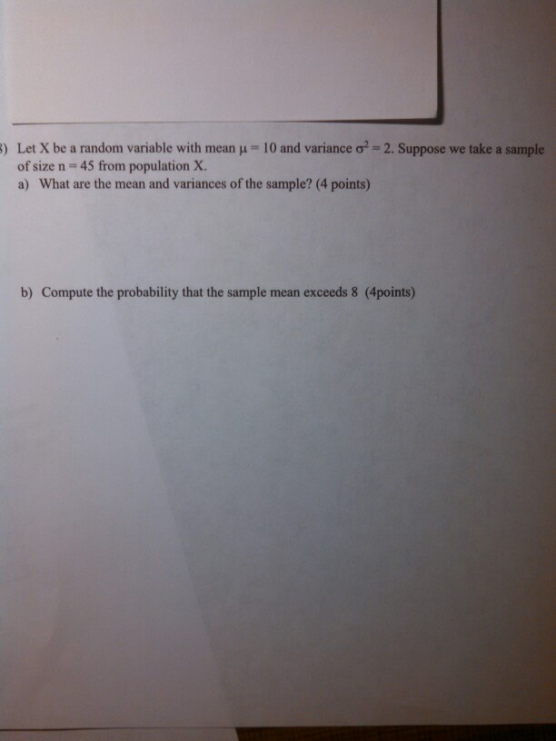 Solved Let X be a random variable with mean mu = 10 and | Chegg.com