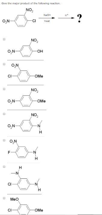 Solved Give the major product of the following reaction NO2 | Chegg.com