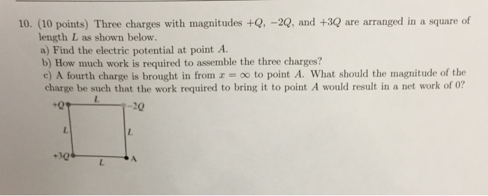 Solved Three charges with magnitudes +Q, -2Q, and +3Q are | Chegg.com