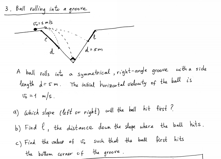 Solved Ball rolling into a groove A ball rolls into a | Chegg.com