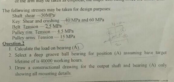 Solved Overhung Pulley Dr-60 m Bearing Output shaf T: T1 1 | Chegg.com