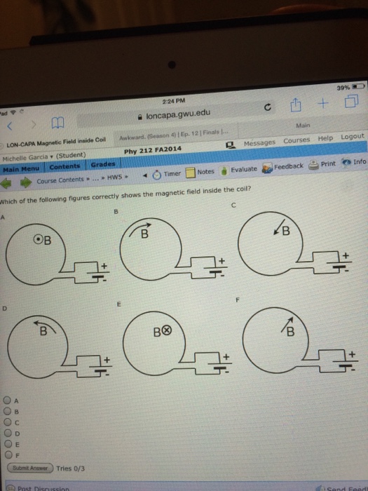 Solved 39%, loncapa.gwu.edu Main LON-CAPA Magnetic Field | Chegg.com