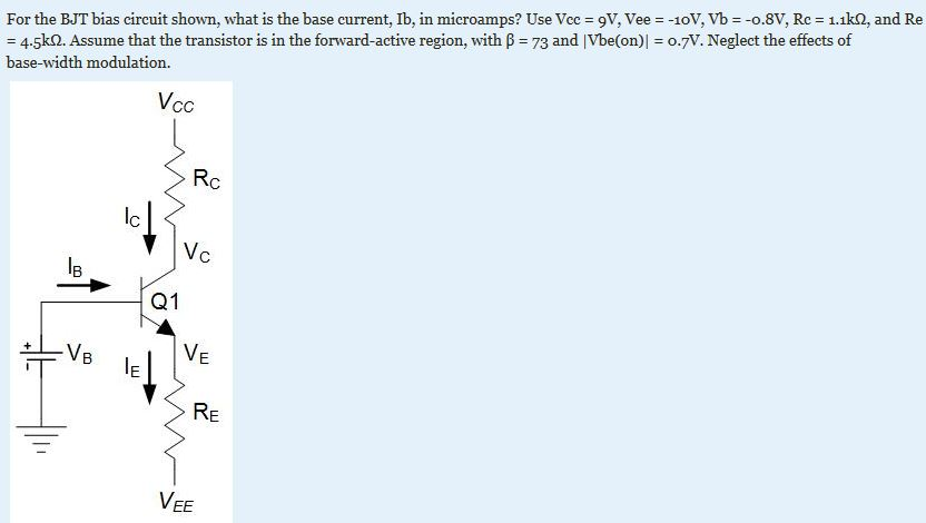Solved For the BJT bias circuit shown, what is the base | Chegg.com