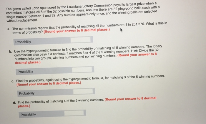 Solved The game called lotto sponsored by the lottery | Chegg.com