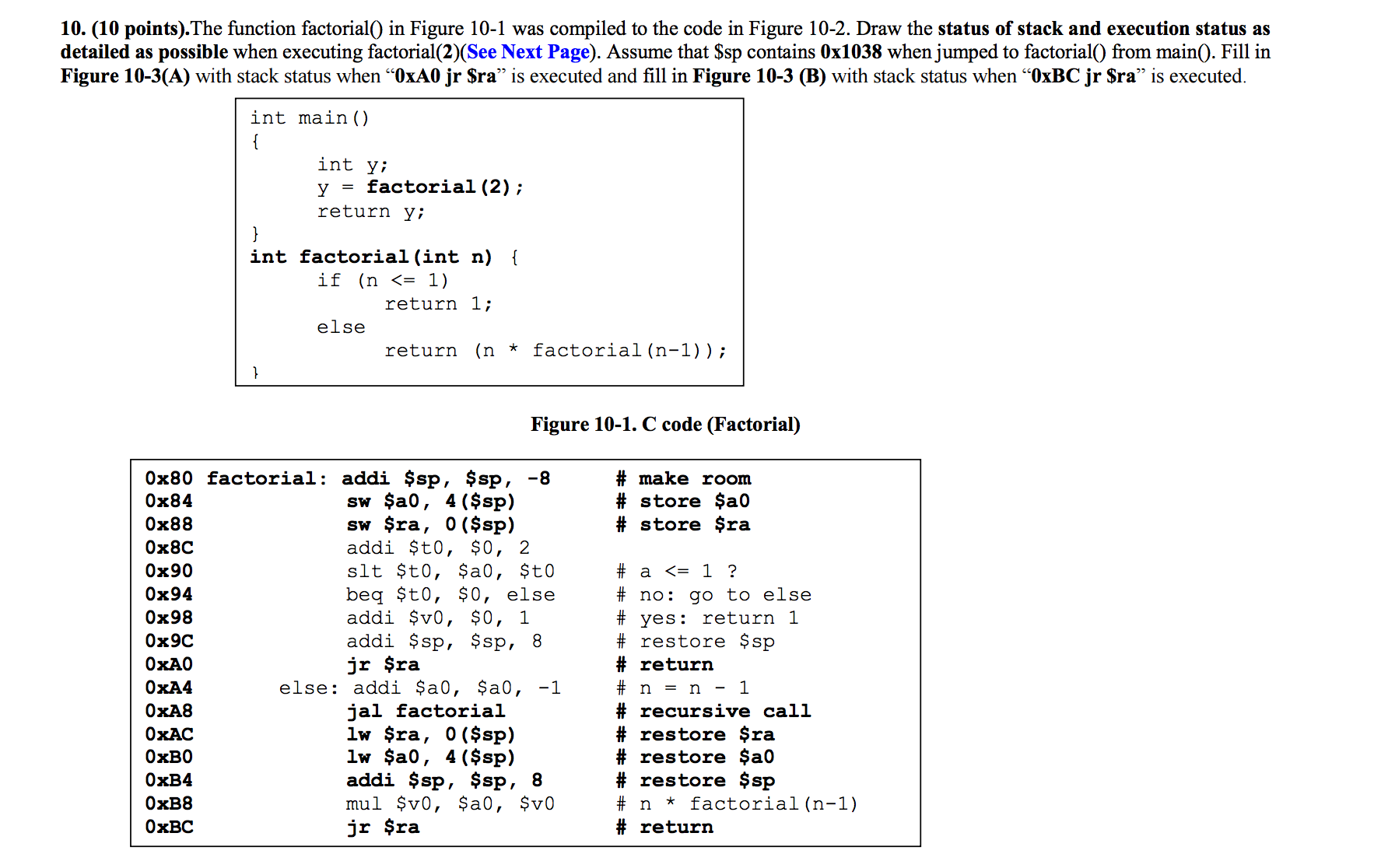 10. (10 points).The function factorial() in Figure | Chegg.com