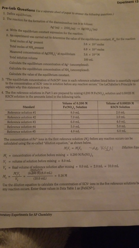 Solved Experiment 13 Pre-Lab Questions Use a separate sheet | Chegg.com