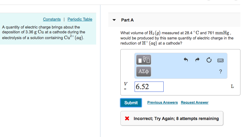 Solved Constants Periodic Table Part A A quantity of | Chegg.com