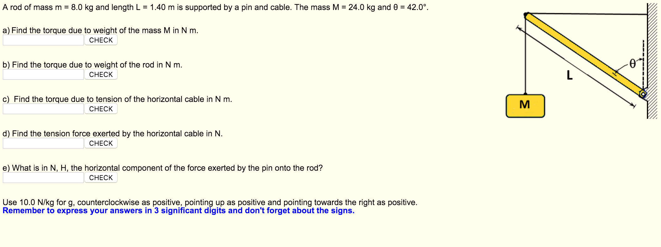 Solved Find the torque due to weight of the mass M in N m. | Chegg.com
