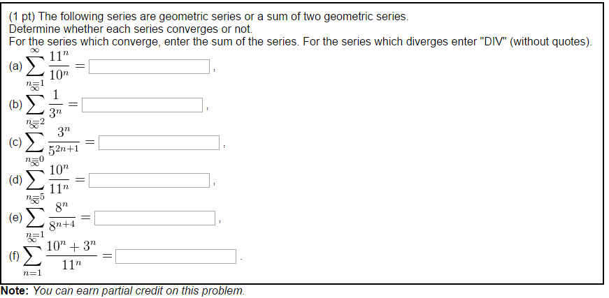 Solved (1 pt) The following series are geometric series or a | Chegg.com