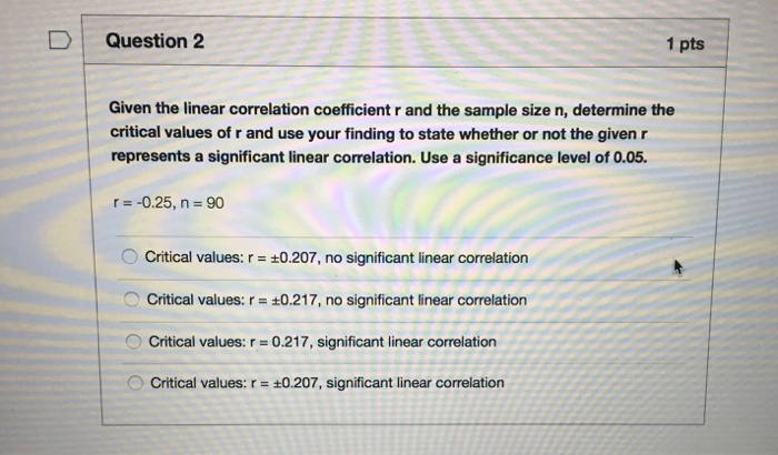 Solved Given the linear correlation coefficient r and the | Chegg.com