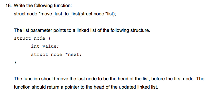 Solved 18. Write the following function: struct node *move | Chegg.com